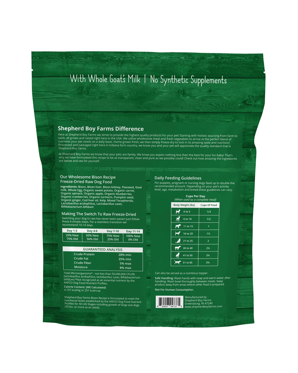 Shepherd Boy Farms Freeze-Dried Bison Recipe For Dogs - Ann Arbor, MI ...